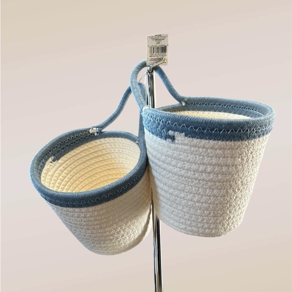 Accents | Blue And White Woven Hanging Baskets | Poshmark